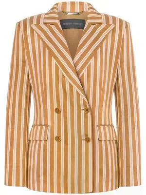 Alberta Ferretti Striped Double-breasted Blazer - Neutrals