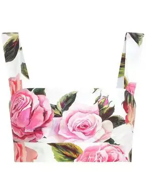 Dolce & Gabbana Floral Crop Top - White