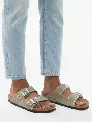 BIRKENSTOCK Arizona Studded Flat Sandals - Grey