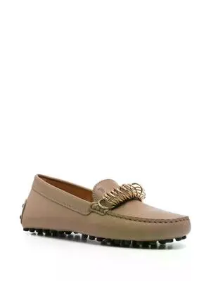 TOD'S Ring-hardware Leather Loafers - Brown