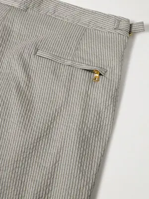 Orlebar Brown Bulldog Straight-leg Mid-length Striped Seersucker Swim Shorts - Gray