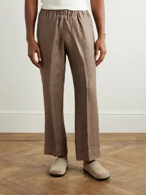 PIACENZA CASHMERE 1733 Straight-leg Linen Trousers - Brown