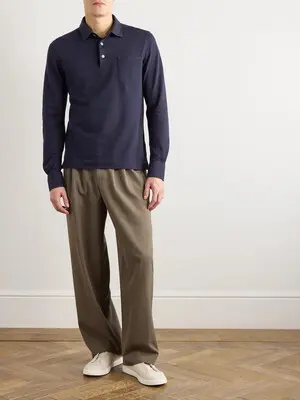 Zegna Logo-appliquéd Cotton-piqué Polo Shirt - Blue