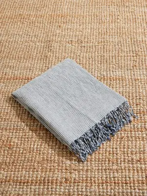 Brunello Cucinelli Fringed Striped Linen Beach Towel - Blue