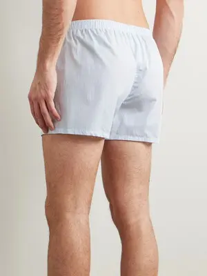 Zegna Striped Cotton-poplin Boxer Shorts - Blue