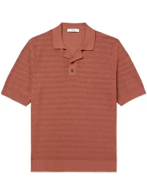 Mr P. Textured-cotton Polo Shirt - Red