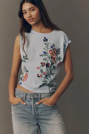 Anthropologie Growg Florals Muscle Tee