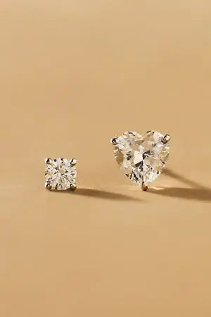 Nadri Heart And Round Crystal Stud Earrings