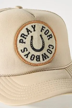 FRIDAY FEELIN Pray For Cowboys Trucker Hat - Tan