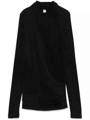 TOTEME Overlapped Jersey Blouse - Black