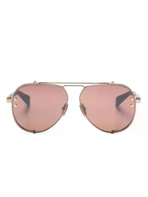 Balmain Captaine Oval-frame Sunglasses - Brown