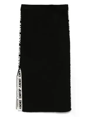 Dkny Fine-ribbed Midi Skirt - Black