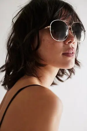 Free People Oversized Metal Aviator Sunglasses - Gold With Black Lens