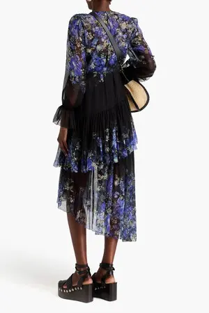 Zimmermann Tiered Floral-print Silk-crepon Midi Dress