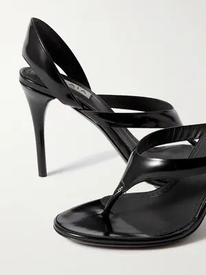 Alaïa Tong 90 Patent-leather Sandals - Black