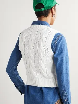 Polo Ralph Lauren Embroidered Cable-knit Cotton Vest