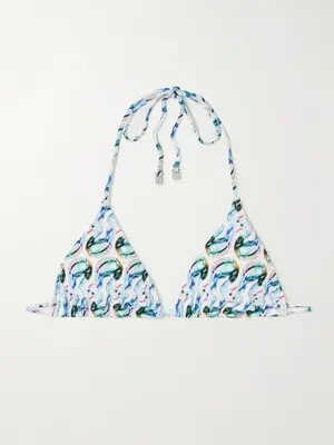Tory Burch Printed Triangle Bikini Top - Blue