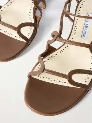 Manolo Blahnik Fawdaflat Leather Sandals
