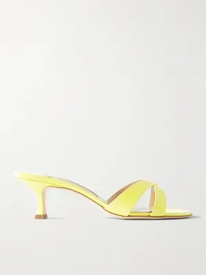 Manolo Blahnik Callamu 50 Patent-leather Mules - Yellow