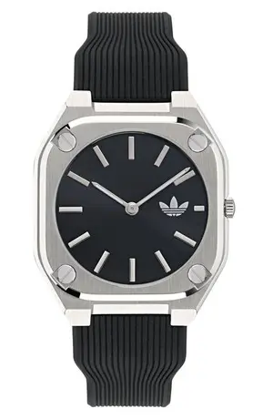 Adidas City Tech Silicone Strap Watch - Black