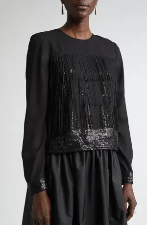 St. John Fringe & Sequin Top
