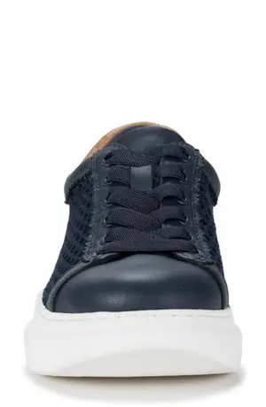 BARETRAPS Tiara Perforated Wedge Sneakers - Navy Leather