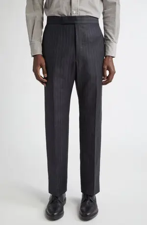 Thom Browne Fit 1 Pinstripe Wool Trousers - Dark Grey