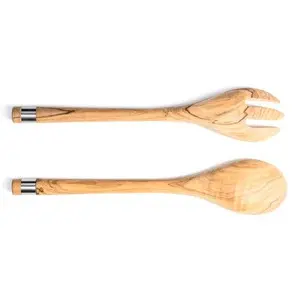 BERARD France Olive Wood Handcrafted 2 Piece Salad Server Set