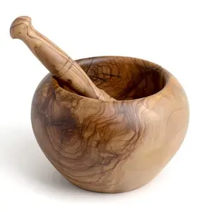 BERARD Handcrafted Olivewood Mortar And Pestle Set - Brown