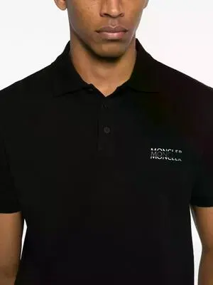 Moncler Logo-embroidered Polo Shirt - Black