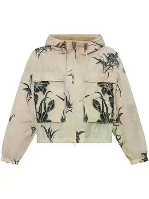 Moncler Floral-print Jacket - Neutrals