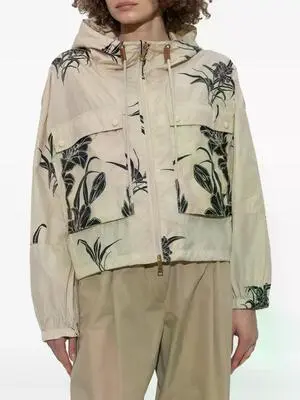 Moncler Floral-print Jacket - Neutrals