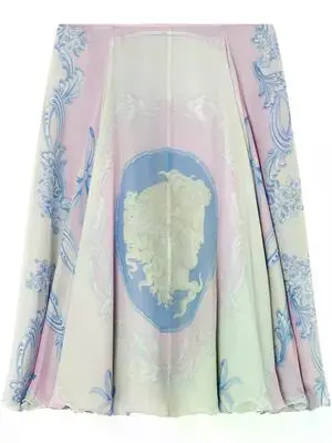 Versace Cameo Silk Midi Skirt - White