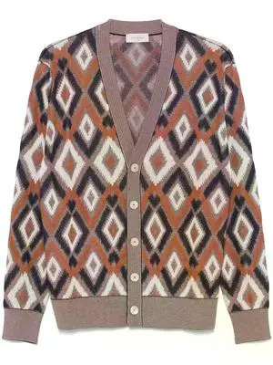 PIACENZA CASHMERE 1733 Patterned Jacquard Cardigan - Brown