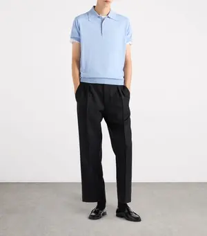 Prada Superfine Fleece Wool Polo Shirt - Turquoise