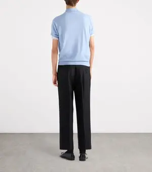 Prada Superfine Fleece Wool Polo Shirt - Turquoise