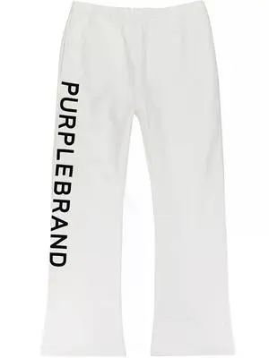 PURPLE BRAND Flared Fleece White Track Pants