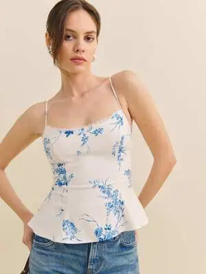 REFORMATION Genevieve Lace Top Ivory