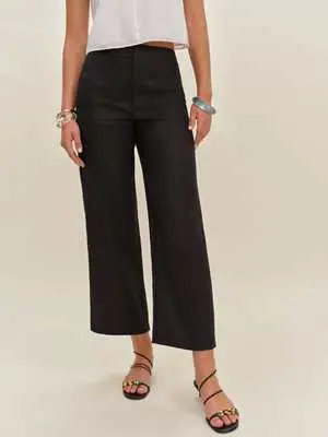 REFORMATION REFORMATION Joni Linen Cropped Pant Black