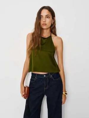 REFORMATION Jeany Silk Halter Top