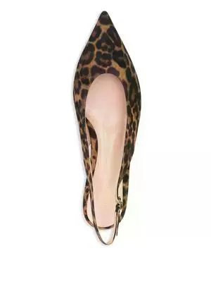 GIANVITO ROSSI Robbie Leopard Print Ballet Flats - Brown