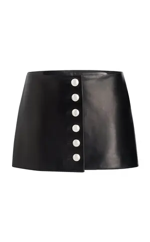 Khaite Jaxon Button-front Leather Mini Skirt