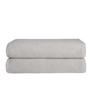 Cozy Earth Waffle Bath Sheets, Set Of 2 - Light Grey