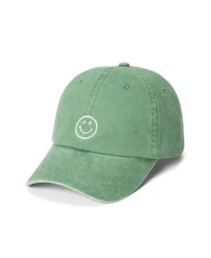 Junk Food Clothing Smiley Embroidered Cap - Peridot