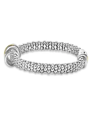 Lagos Two-tone Caviar Lux Five-ring Bracelet With Diamonds