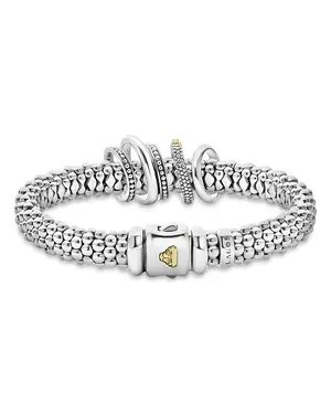 Lagos Two-tone Caviar Lux Five-ring Bracelet With Diamonds