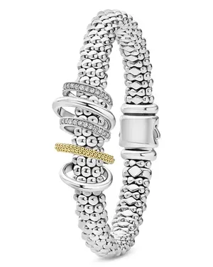 Lagos Two-tone Caviar Lux Five-ring Bracelet With Diamonds