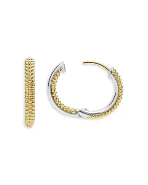 Lagos 18k Yellow Gold And Sterling Hoop Earrings - Silver