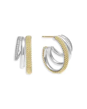 Lagos Caviar Lux Diamond Hoop Earrings