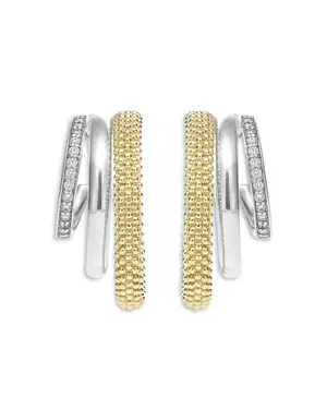 Lagos Caviar Lux Diamond Hoop Earrings